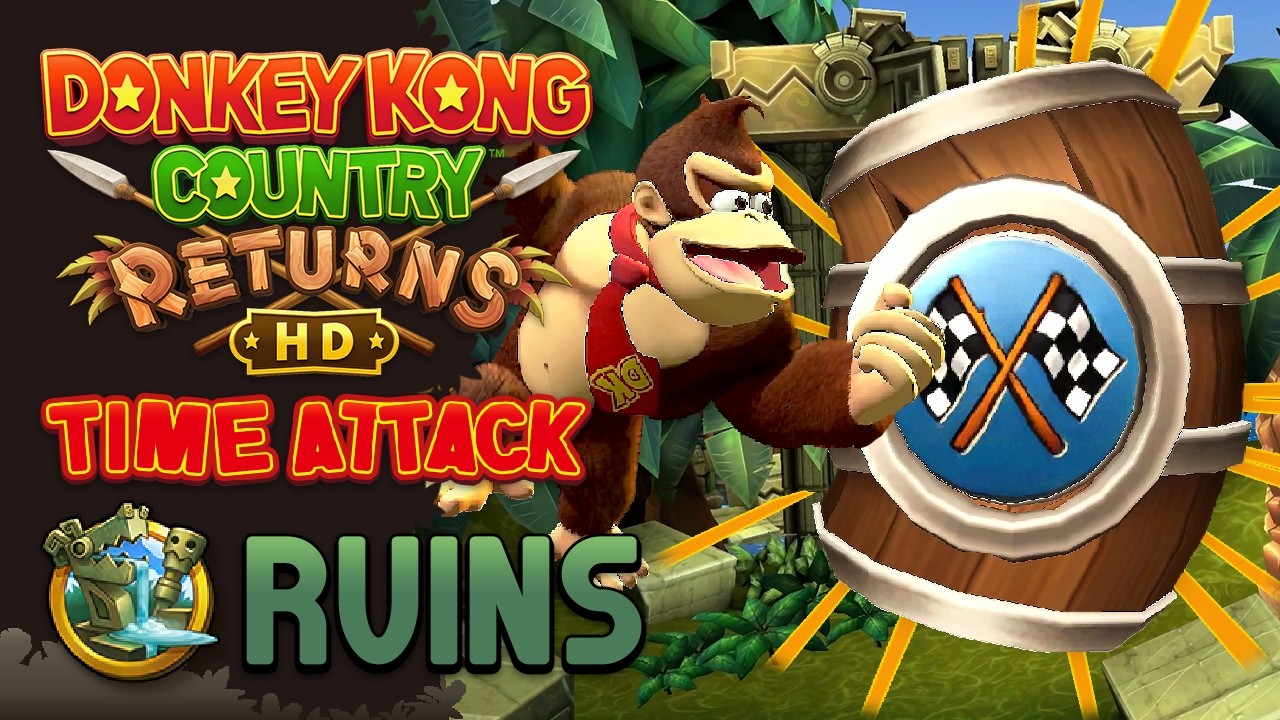 Donkey Kong Country Returns HD - Time Attack: Ruins (Shiny Gold Medals ...