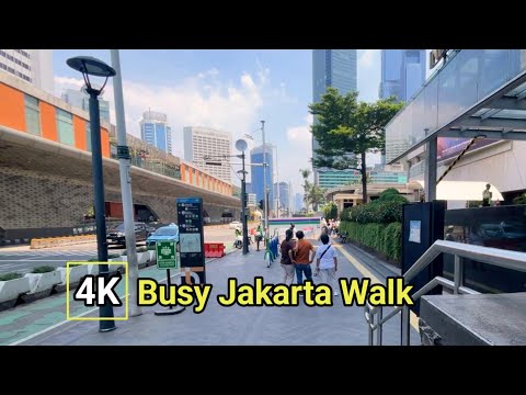 4K Walking in Thamrin City Jakarta 🌆 Busy Urban Street Vibes Indonesia