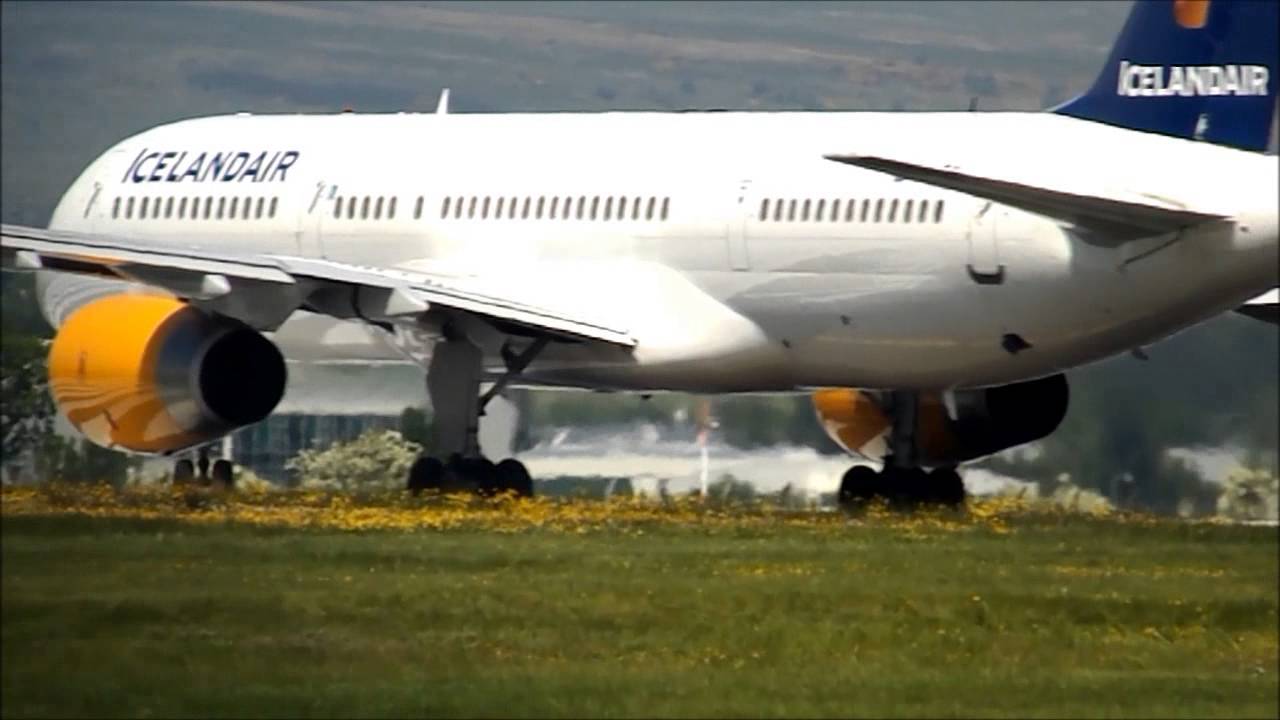 Icelandair B757-23N Landing, Taxi and Takeoff at Glagow Airport - YouTube
