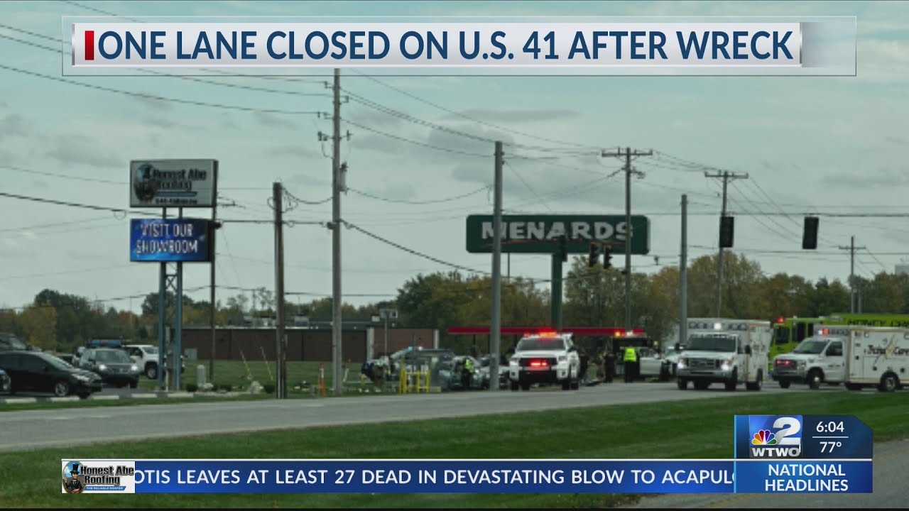 One lane closed on U.S. 41 after wreck - YouTube