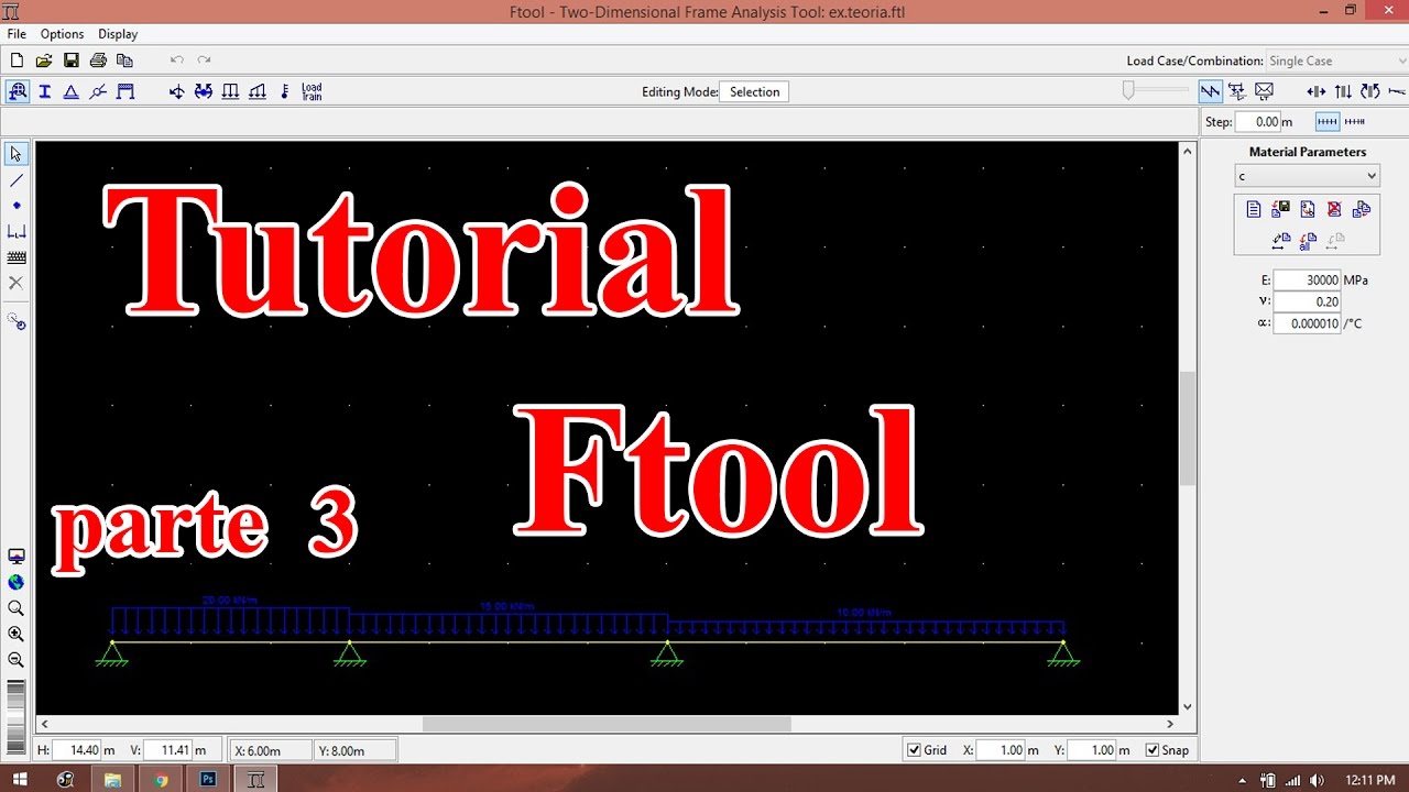Tutorial Ftool 3/6 - cargas concentrada, uniforme, trapezoidal ...