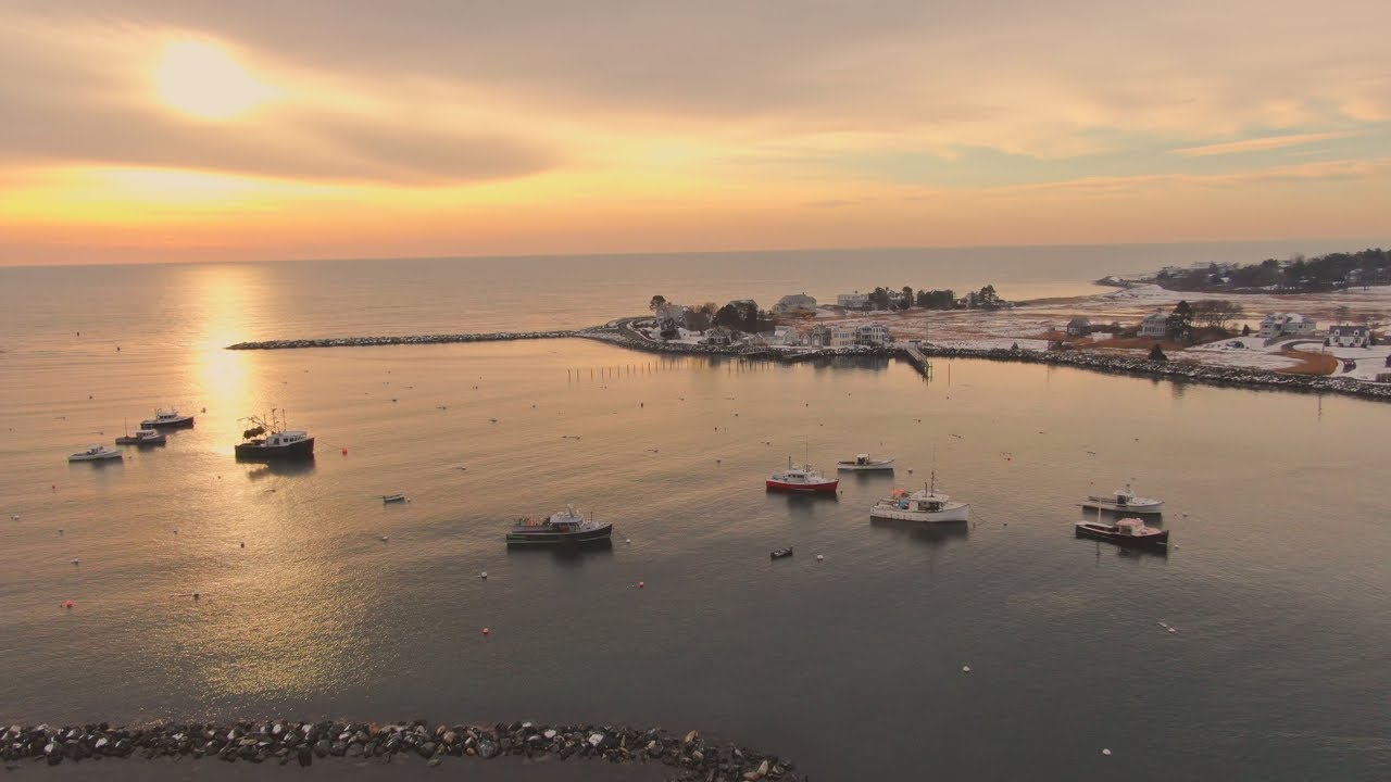Rye Harbor, NH - winter sunrise - DJI Mavic 2 Zoom drone - YouTube