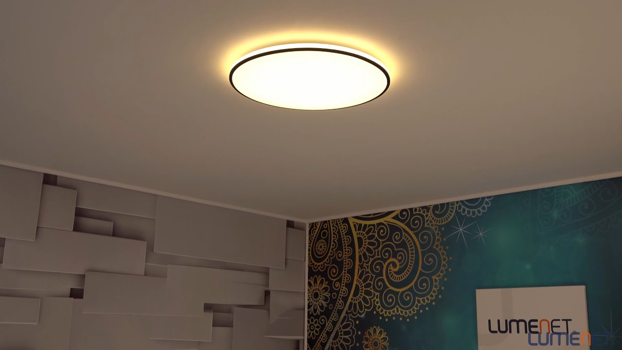 Philips LED ceiling light with switch, warm white, 36 W, black (Ozziet ...