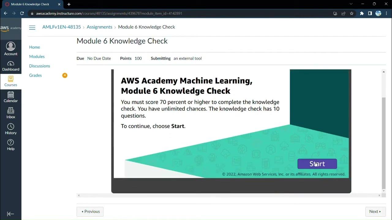 AWS Academy Machine Learning -- Module 6 Knowledge Check - YouTube