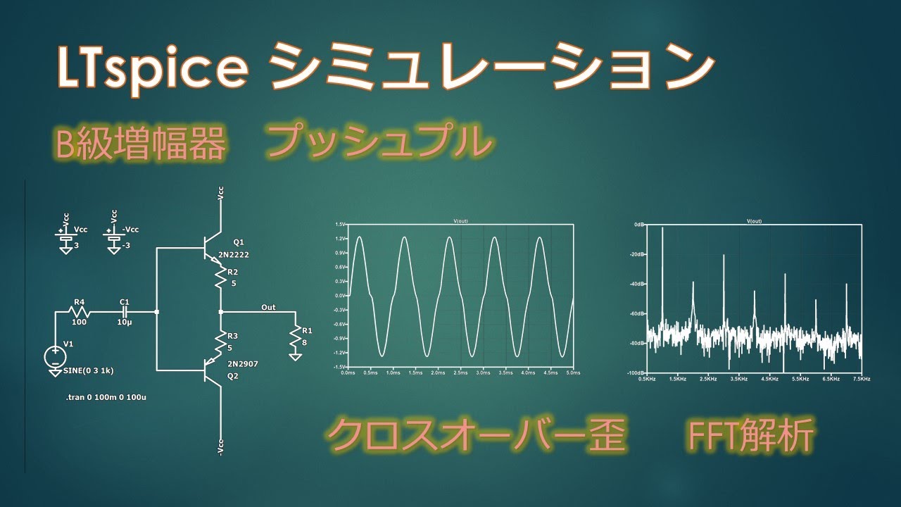【LTspice 2】 B級プッシュプル回路 シミュレーション - YouTube