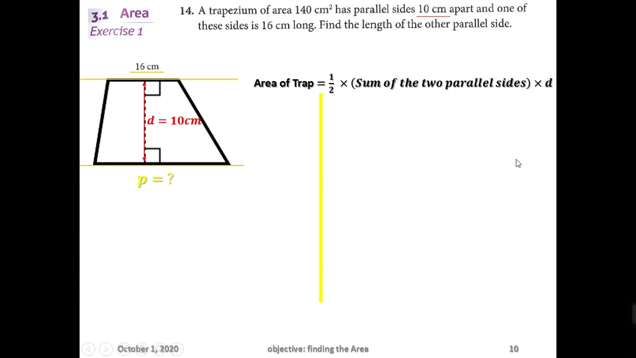Applying Inverse Operations to Find a Missing Side in a Trapezium - YouTube