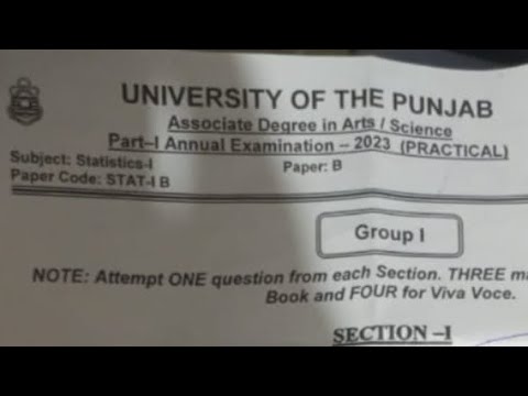 Statistics practical Part 2 BSc University of Punjab 2023 | Statics-I B ...