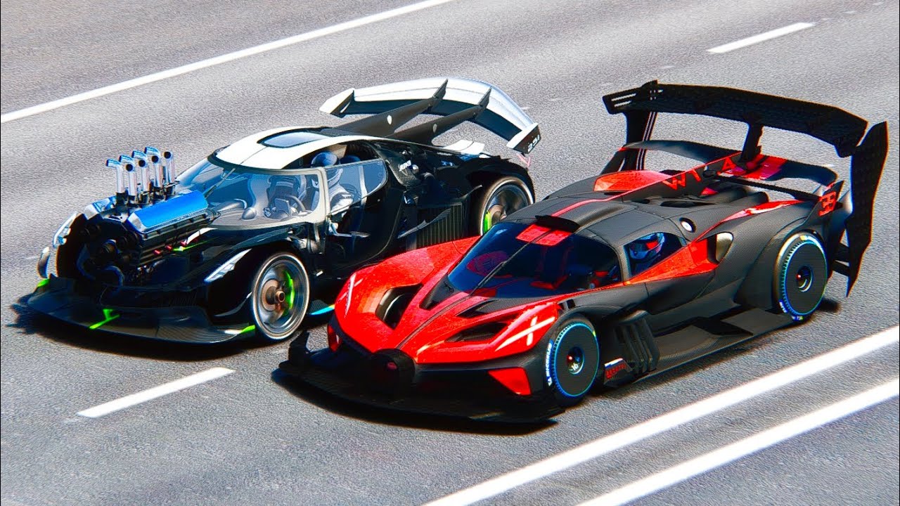 Bugatti Bolide GTR Concept vs Koenigsegg Dragster Concept at 24 KM Drag ...