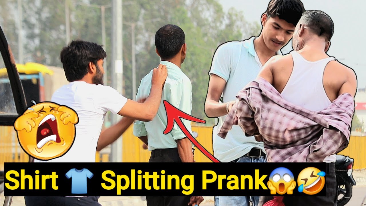 Shirt cutting prank 😱🤣 #prankvideo #mrprank #funny - YouTube
