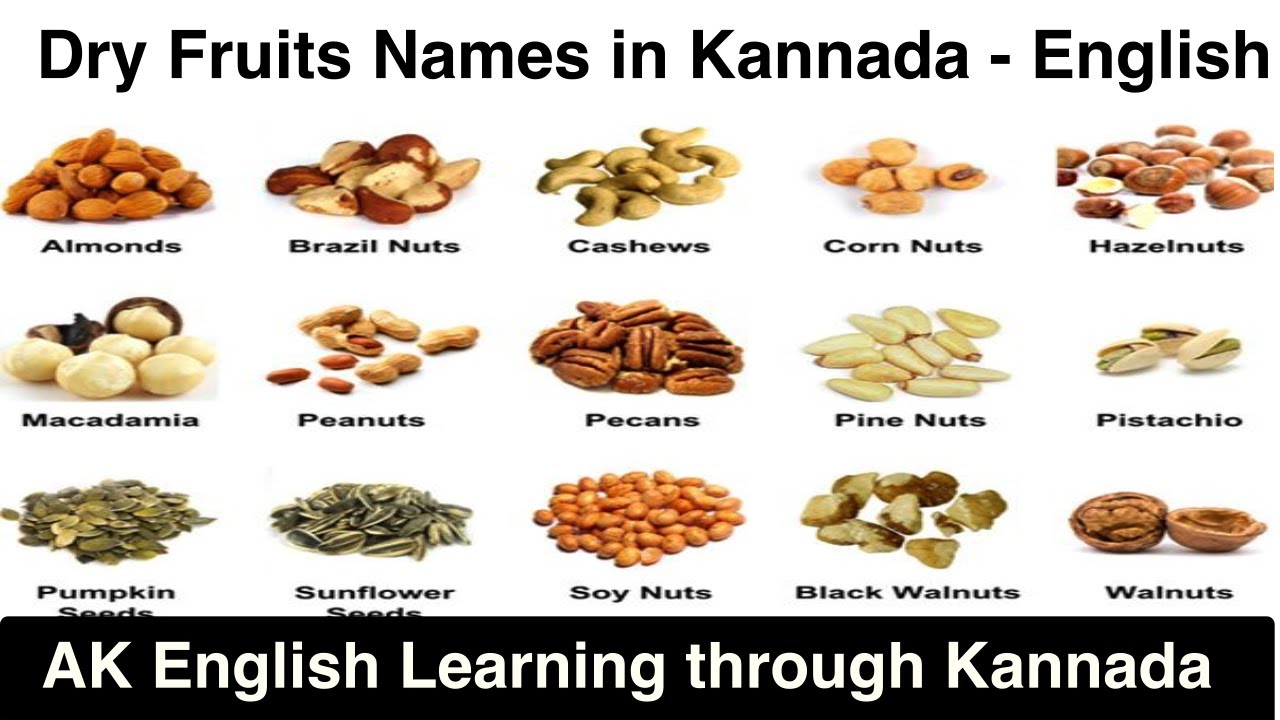 Dry Fruits Names In English Kannada Ak English Learning YouTube Dry Fruits Names In English Kannada Ak English Learning YouTube