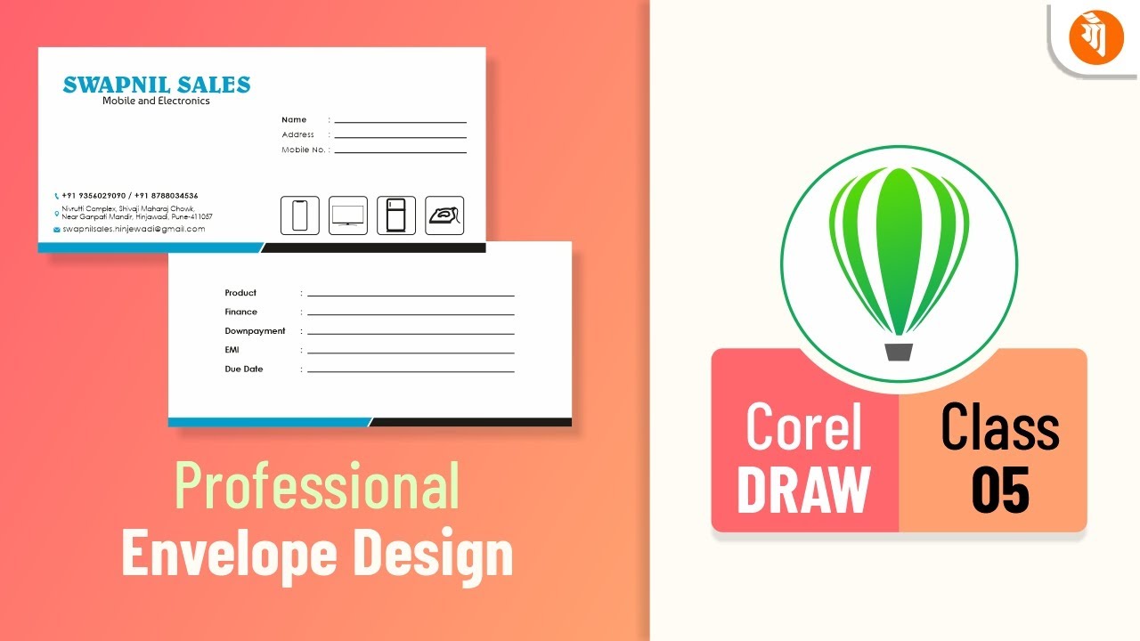 Envelope Design in Coreldraw 2022 | Class 05 | #envelope #coreldraw # ...