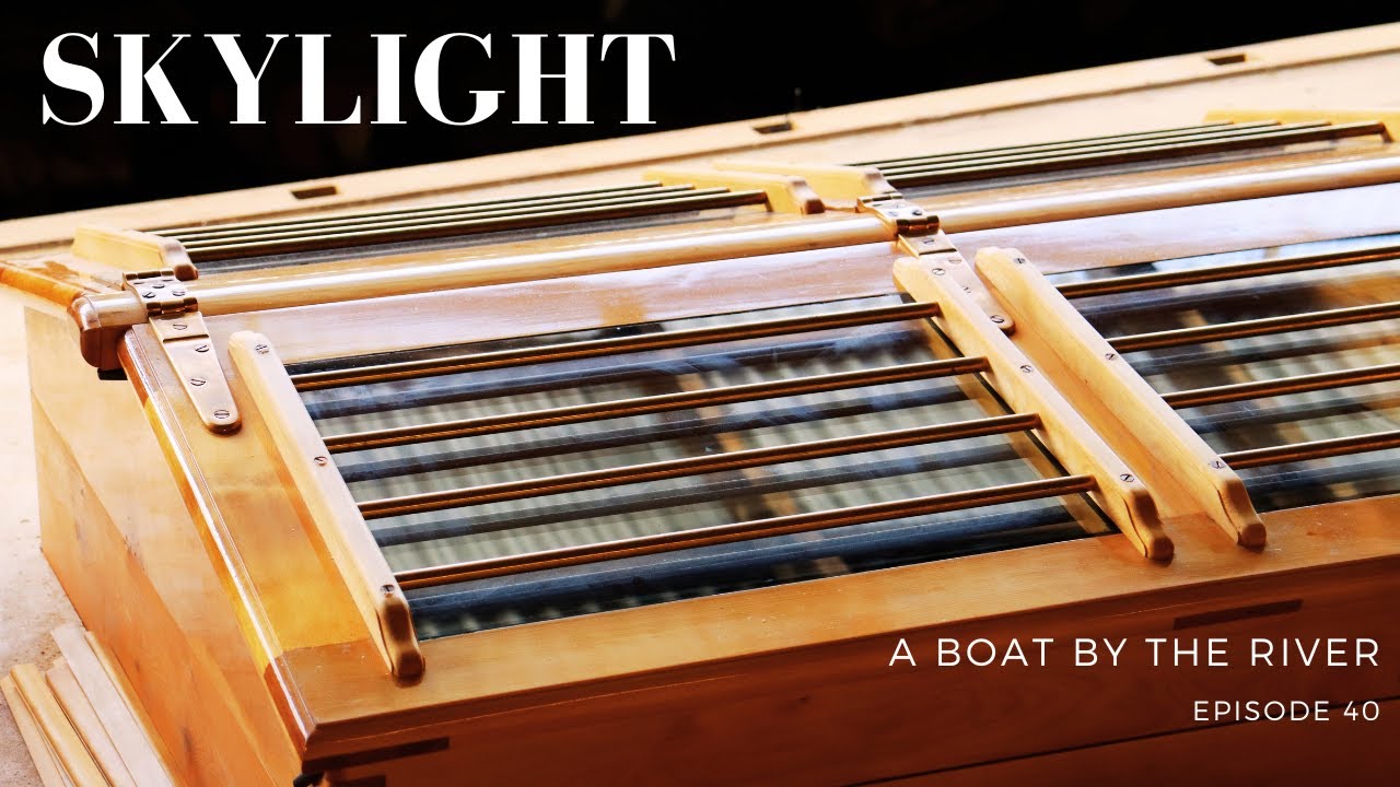 The skylight on our wooden boat is finished and a fancy new brass light ...