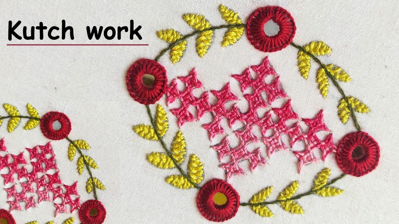 Hand embroidery Kutch work/mirror work/Kutch work tutorials - YouTube