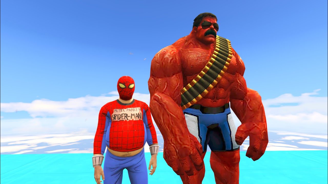 GTA-V - Ramp Challenge Game - Fat Spiderman Game - Red Hulk With ...