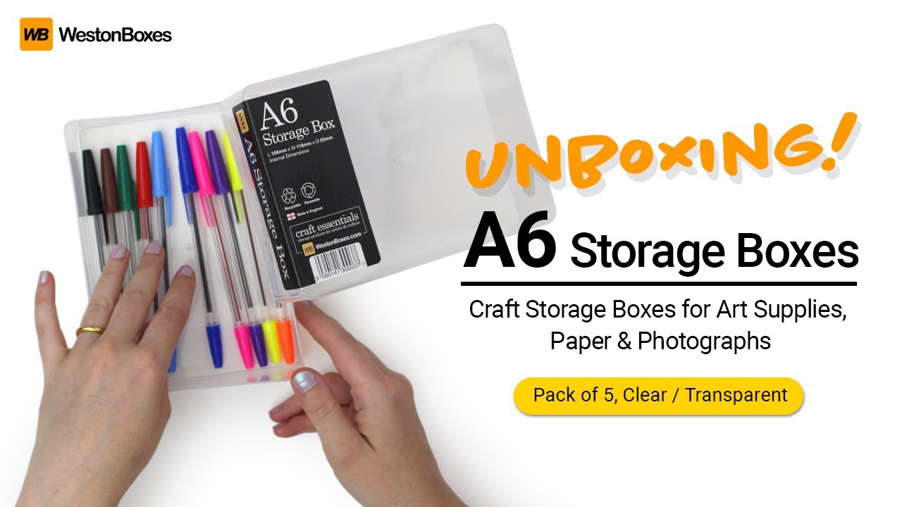 Unboxing WestonBoxes A6 Stationery Storage Boxes, Clear Plastic Storage ...