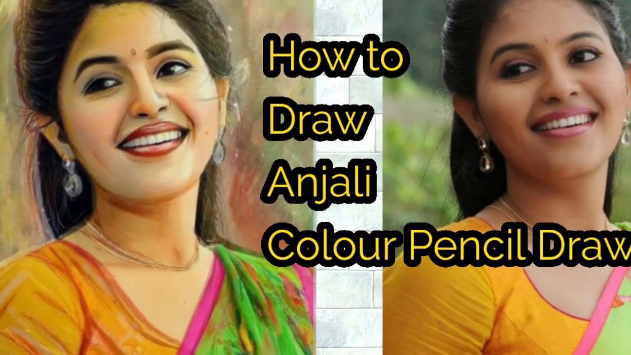 How to Draw Indian actress Anjali||Colour Pencil Drawing|| for ...