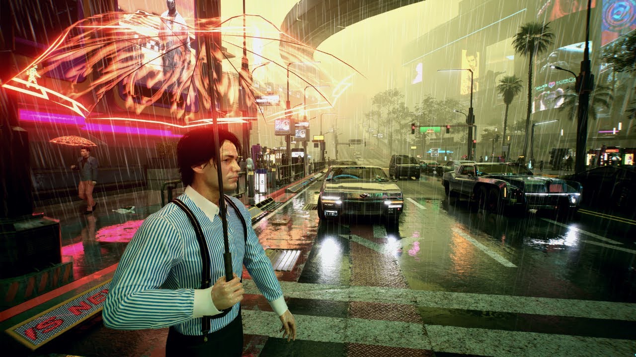 [4K] Walking around Night City in Acid Rain | Ray Tracing Overdrive Max ...