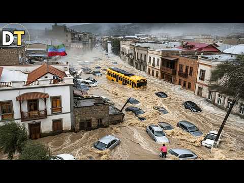 Überschwemmungen in Dagestan, Russland! Häuser in Machatschkala überflutet, Brücken eingestürzt