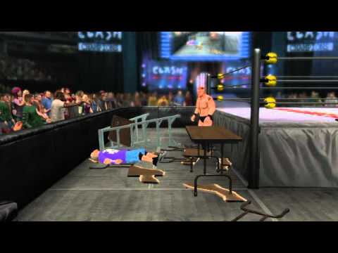 WWE '12 Brock Lesnar bumps John Cena threw 2 Tables (TLC Bumps)
