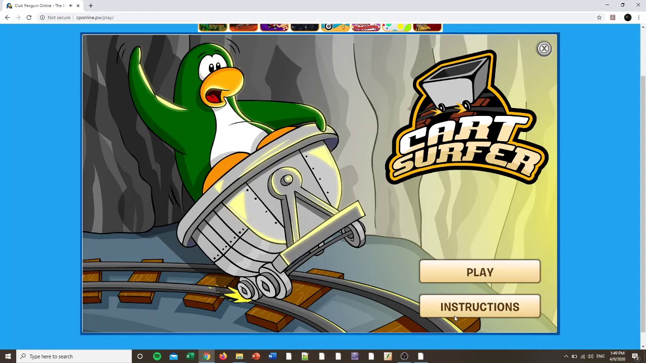 Playing Cart Surfer in Club Penguin!!! - YouTube