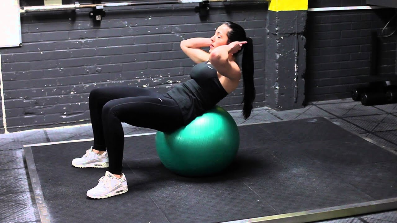 My PT Hub Exercise Library - Exercise Ball Crunches - YouTube