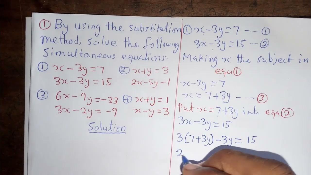 How to solve Simultaneous Equations using the Substitution Method - YouTube