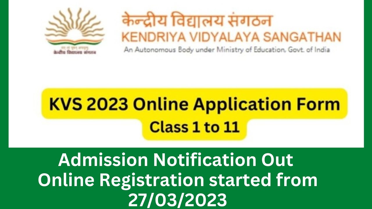 Kendriya Vidyalaya Class 1st Registration For 2023||Central School | KV ...
