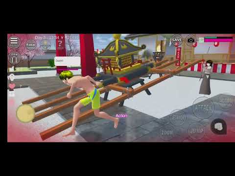 Sakura School Simulator War Gyaku Ryona Male Yellow Hair Hot guy Ryuji Sakuma against Samurai