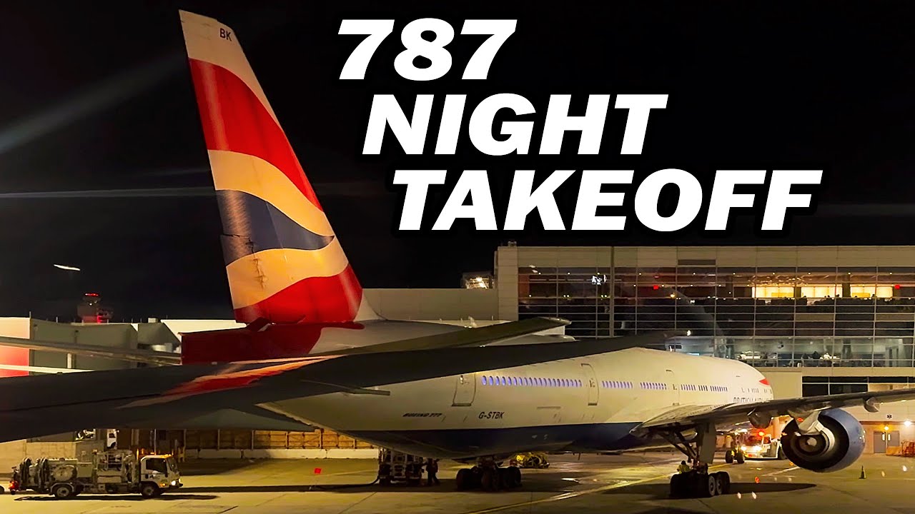 Boeing 787 Dreamliner Night Takeoff and Wing view from JFK New York ...