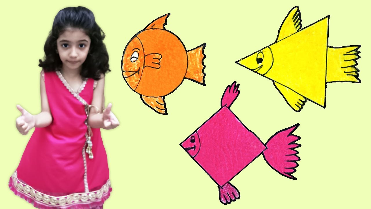 3 Types of Fish Drawing and Coloring Tutorial for Kids from Basic ...