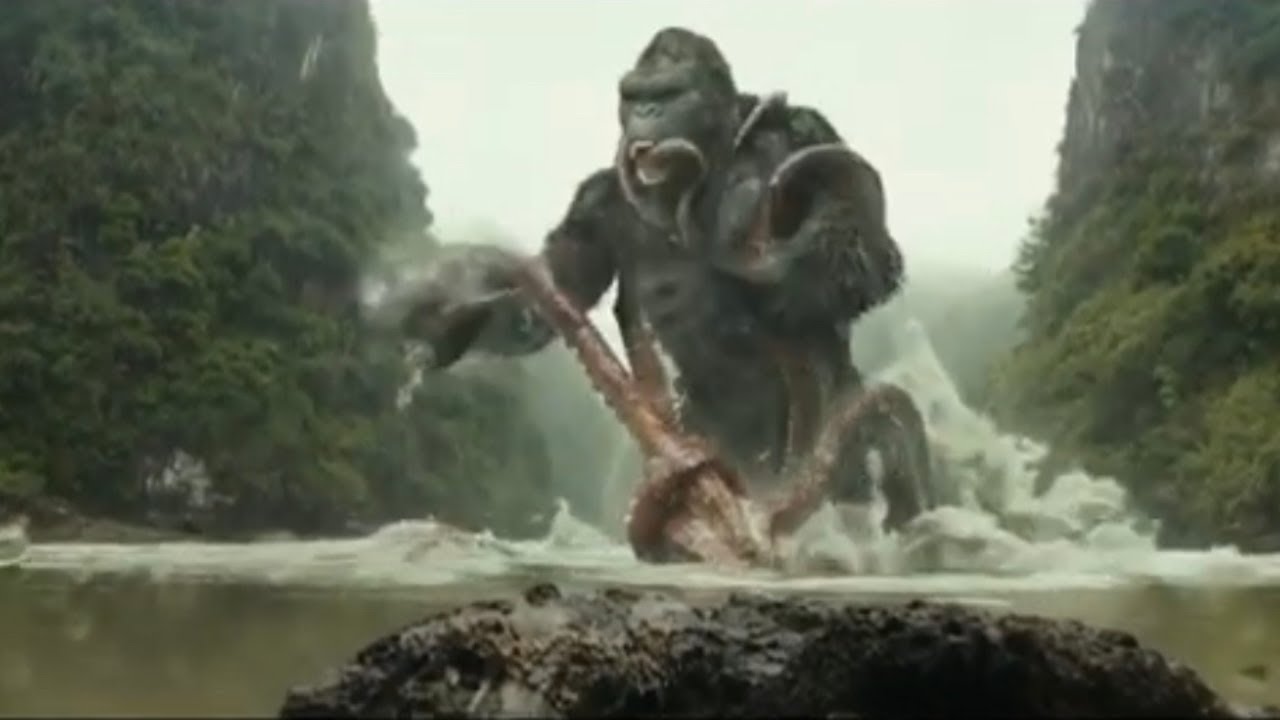 KONG vs GIANT SQUID Fight Scene Kong Skull Island 2017 Movie Clip HD ...