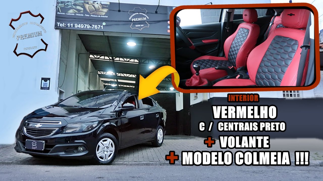 CHEVROLET PRISMA INTERIOR VERMELHO COM CENTRAIS PRETO NO MODELO COLMEIA ...