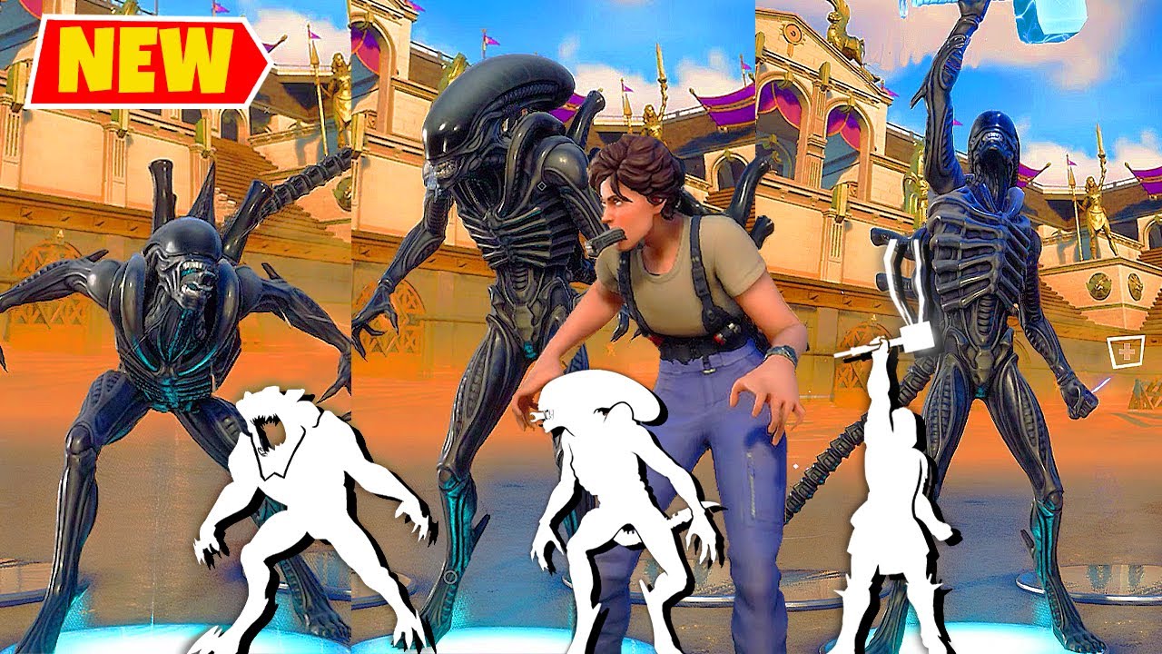 Fortnite Alien Xenomorph and Ellen Ripley Skins doing All Built-In ...