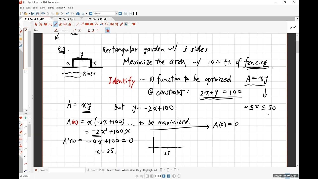 4.7. Applied Optimization Problems, Part 1 - YouTube