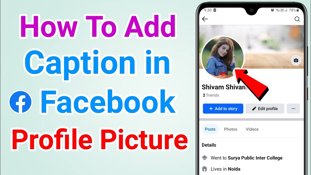How to add caption in facebook profile photo - YouTube