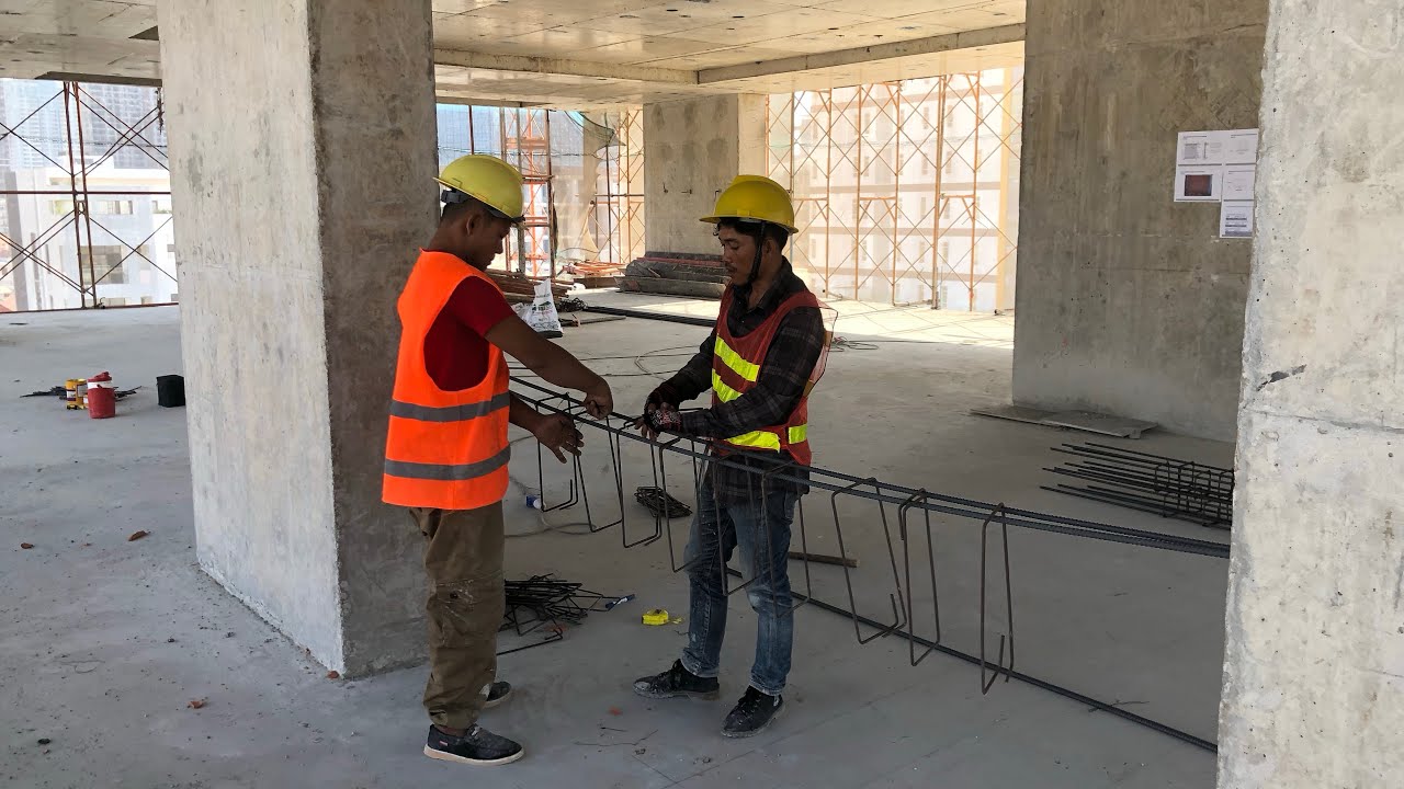 Install rebar for stiffener - YouTube