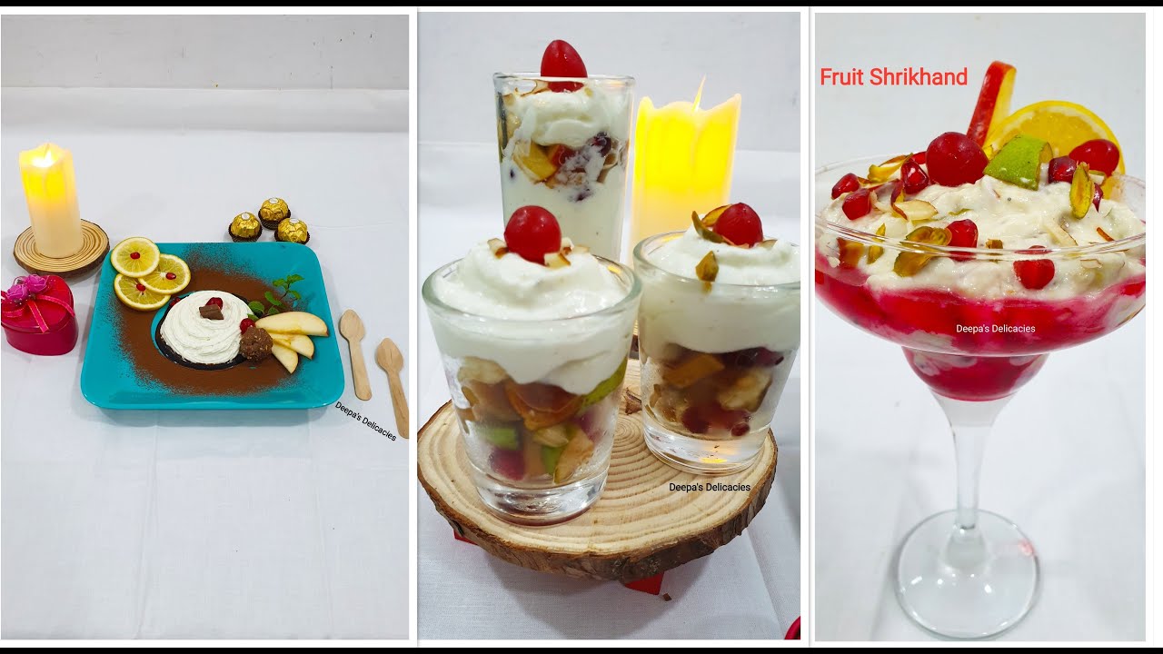 Fruit Shrikhand Recipe-3 Ways |Navaratri special Mixed Fruit shrikhand ...