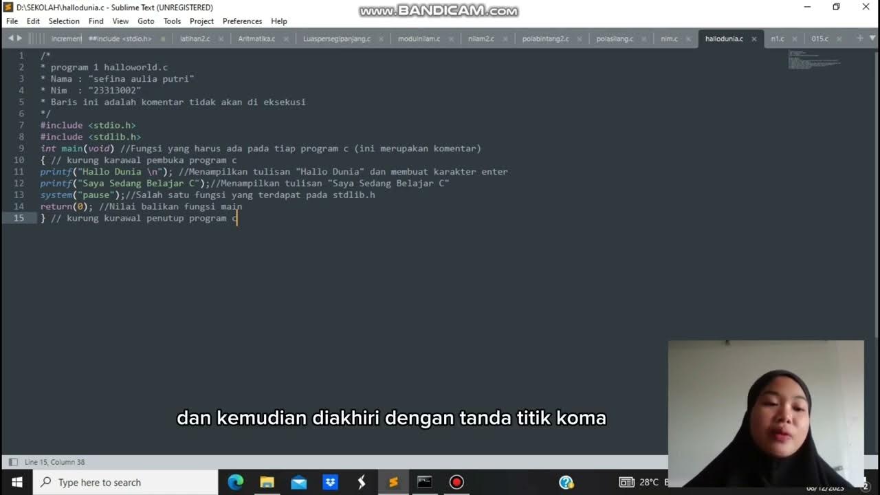 #cara membuat program Hello Dunia - Bahasa C - YouTube