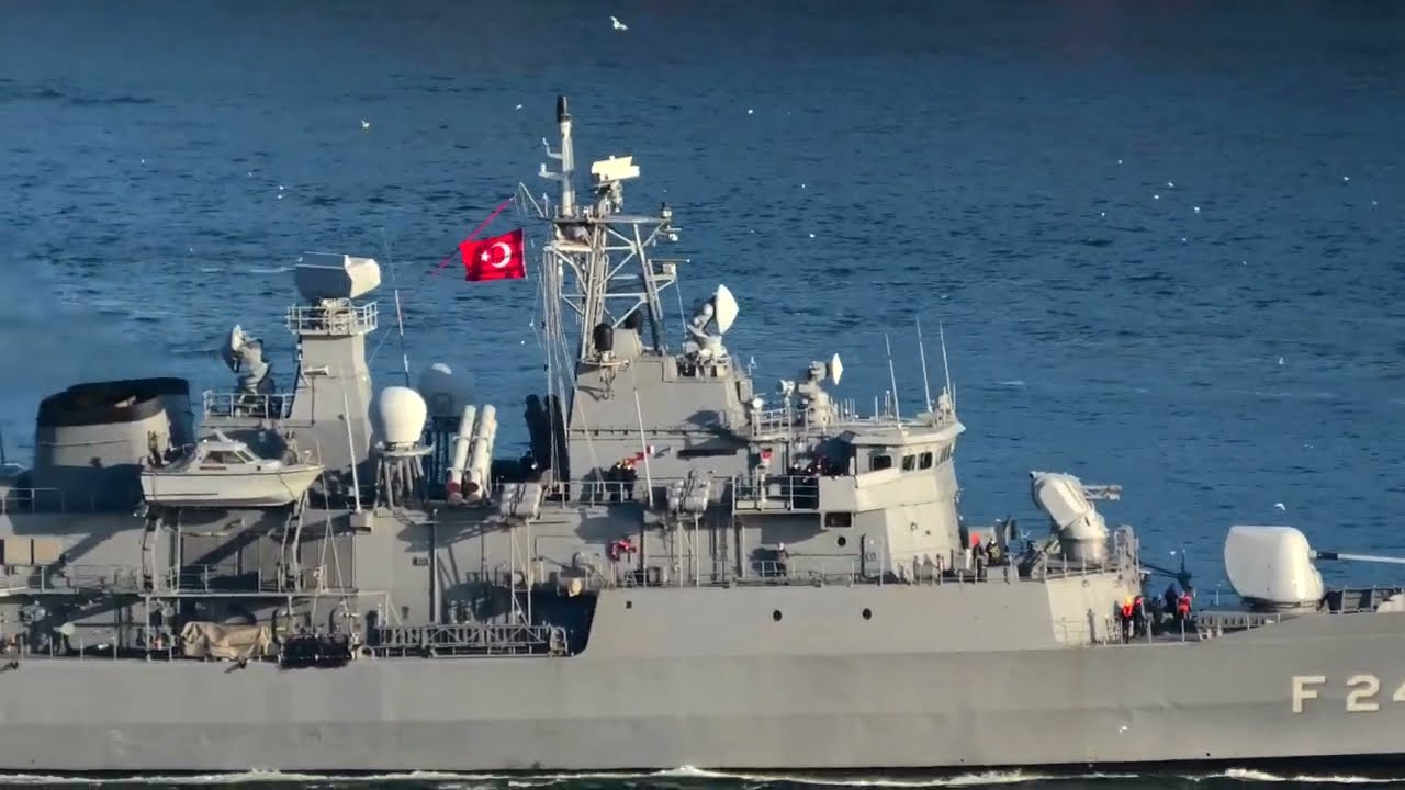 Turkish Navy Barbaros class frigate TCG Kemalreis F-247 transits ...