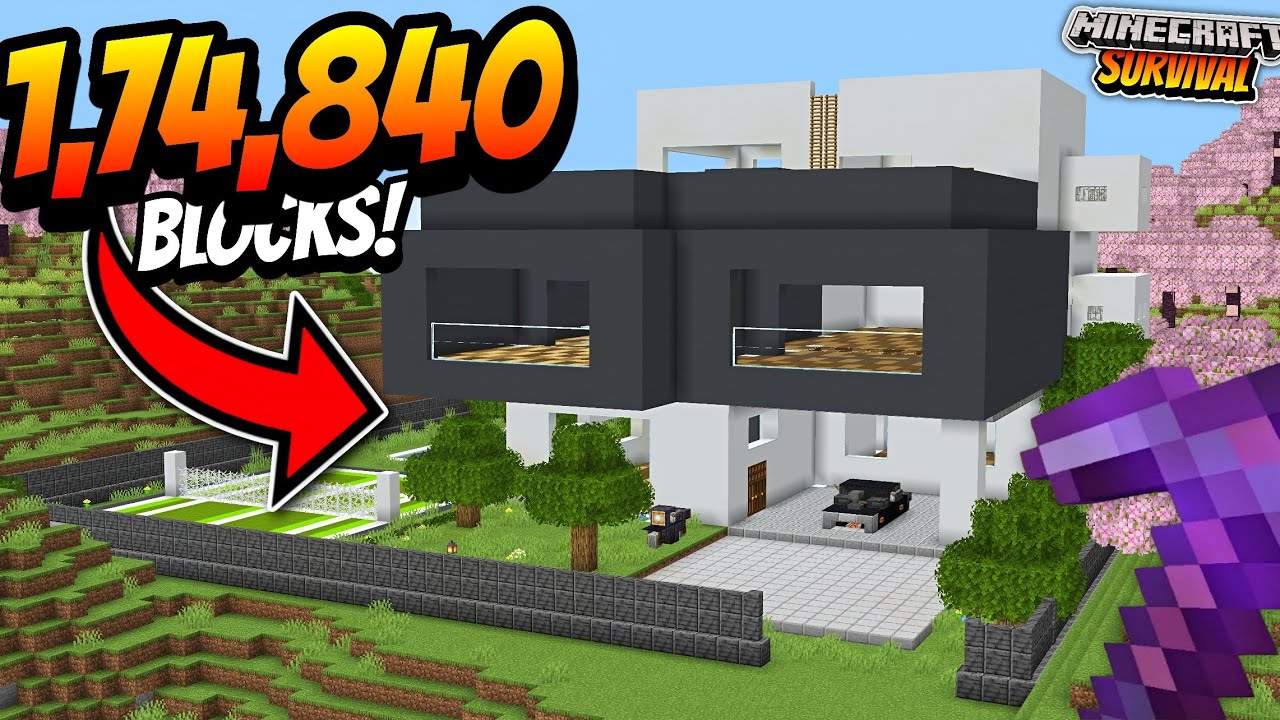 I Built REALISTIC MODERN HOUSE In Minecraft Survival😰! - YouTube