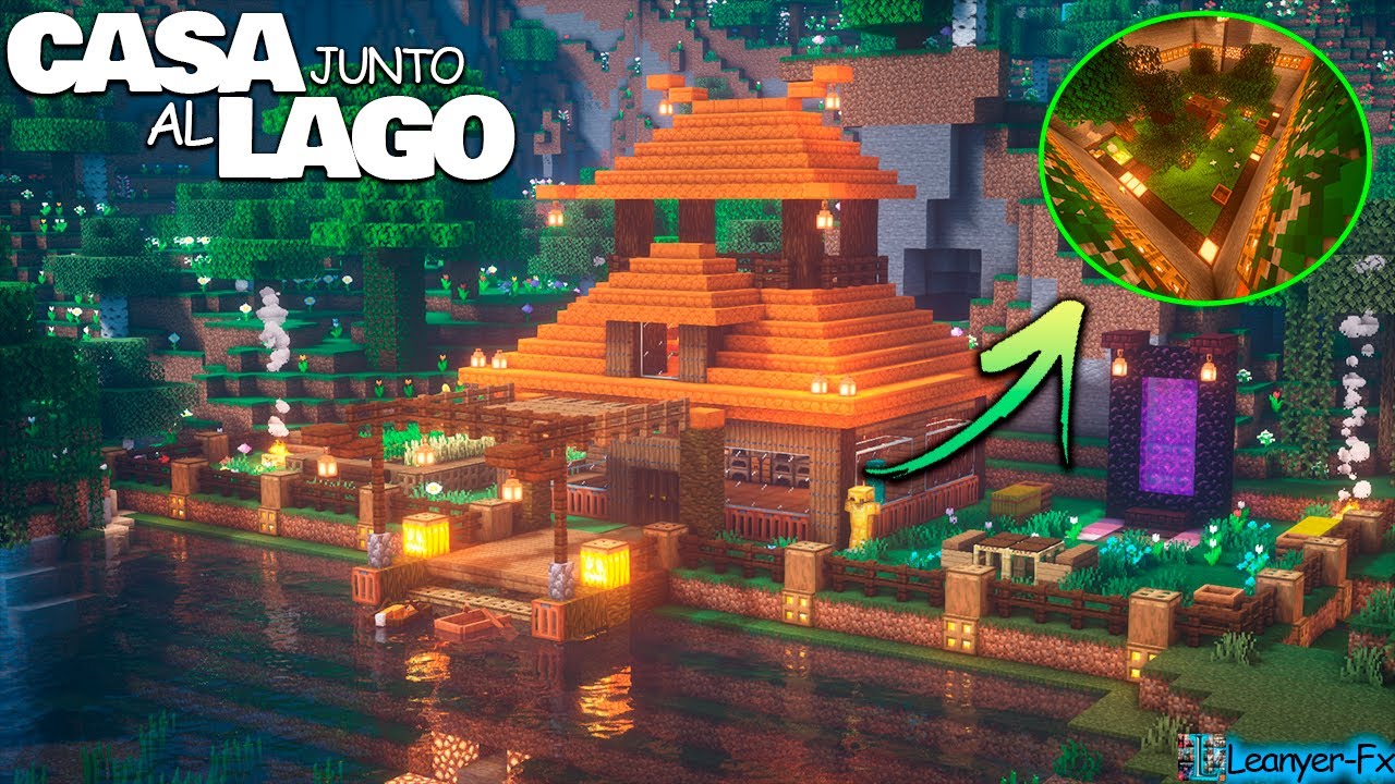 🔰CASA JUNTO AL LAGO⛵ + Jardin Subterraneo🌻🌺 | Minecraft🌳 Survival⚒️ ...