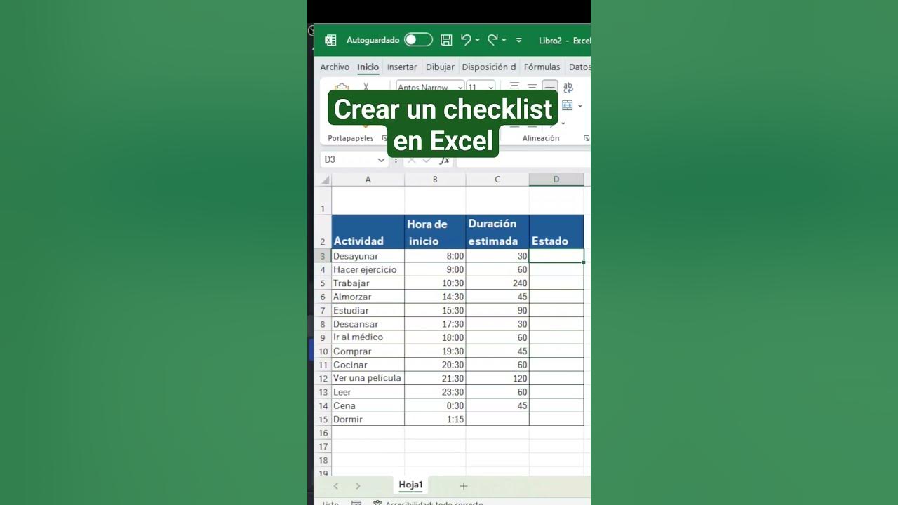 Como crear un checklist en Excel #informatica #excel #tutorial #checklist - YouTube