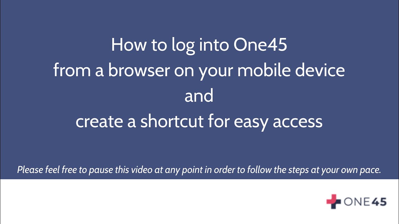 Add a One45 shortcut on your mobile device - YouTube
