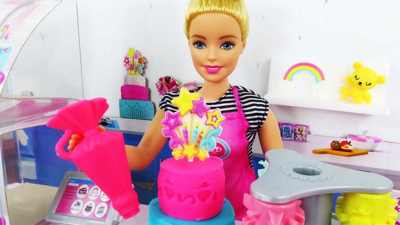 Barbie's bakery shop - Barbie Cake making - YouTube
