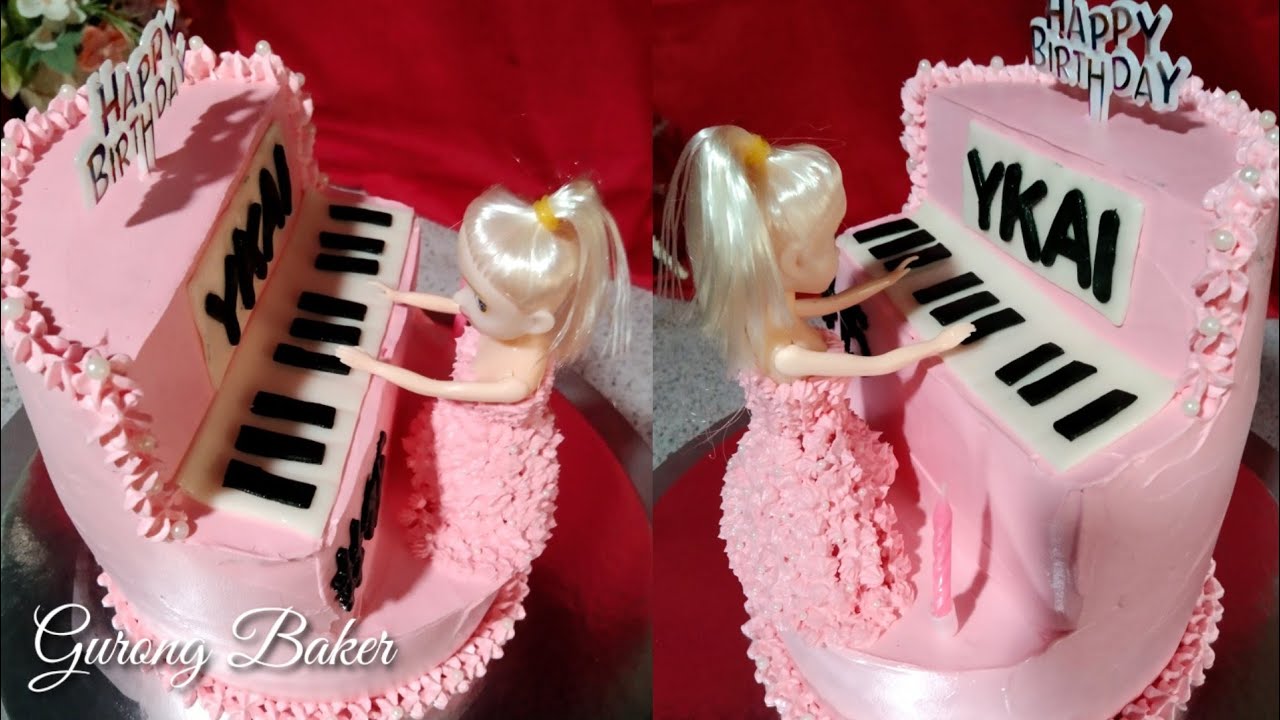 CUSTOMIZED PIANO CAKE THEME || DOLL CAKE || Cake Decorating Tutorials By Gurong Baker - YouTube