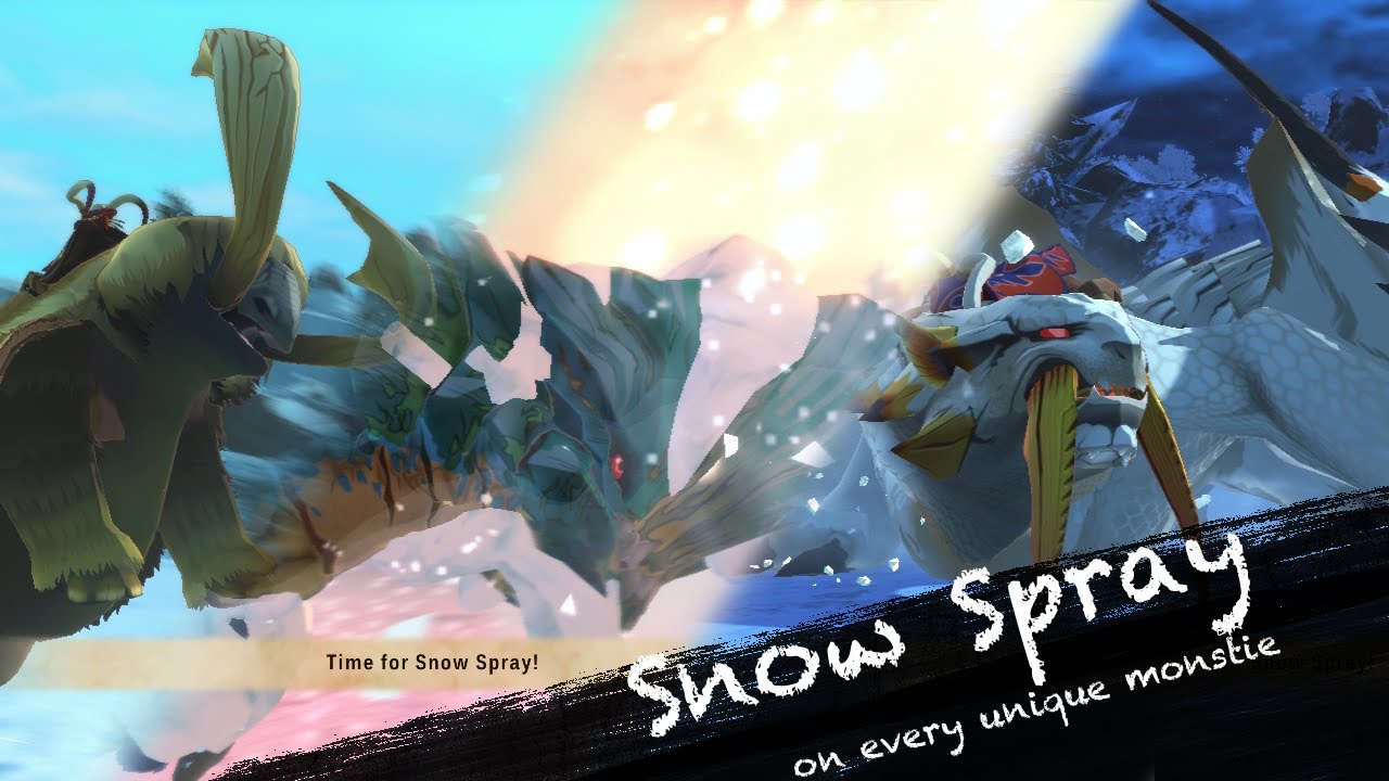 Snow Spray on every unique monstie in Monster Hunter Stories 2 - YouTube