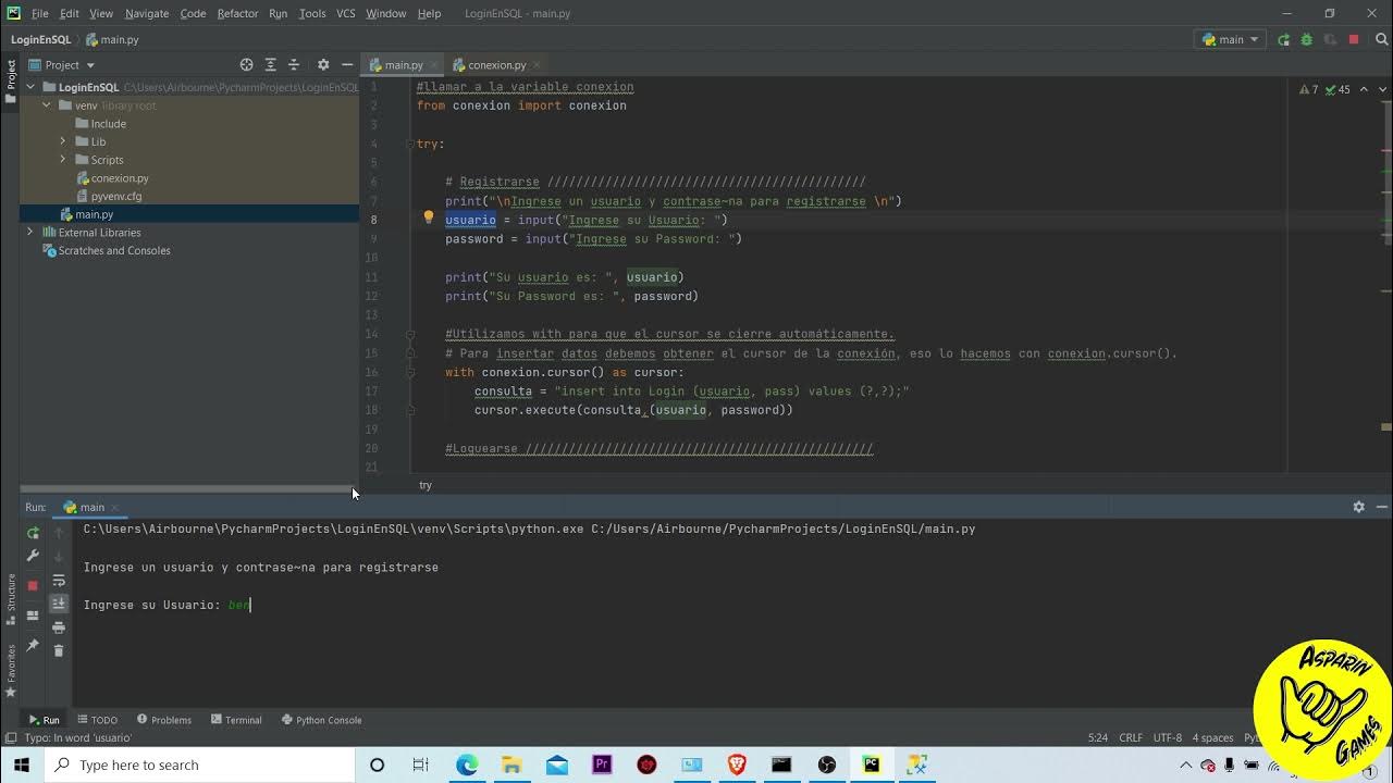 Como crear un Login con Python y SQL server - YouTube