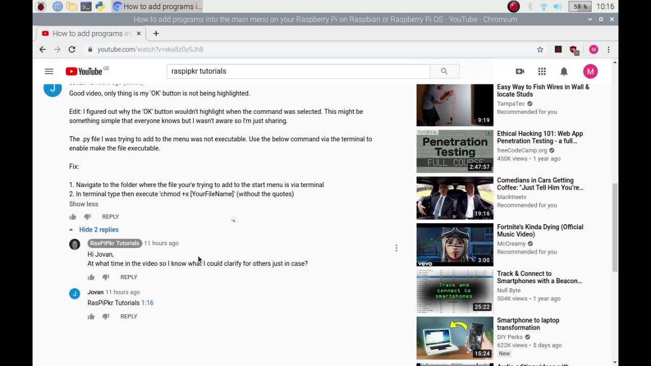 How To Add Your Non Executable Programs Into The Main Menu On Raspbian Or Raspberry Pi Os Youtube