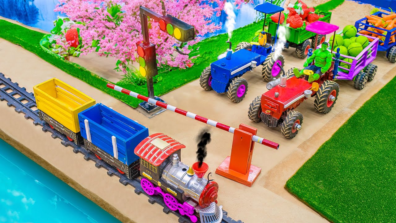 DIY tractor making mini Fruits Loading Truck | mini Traffic Barrier for ...