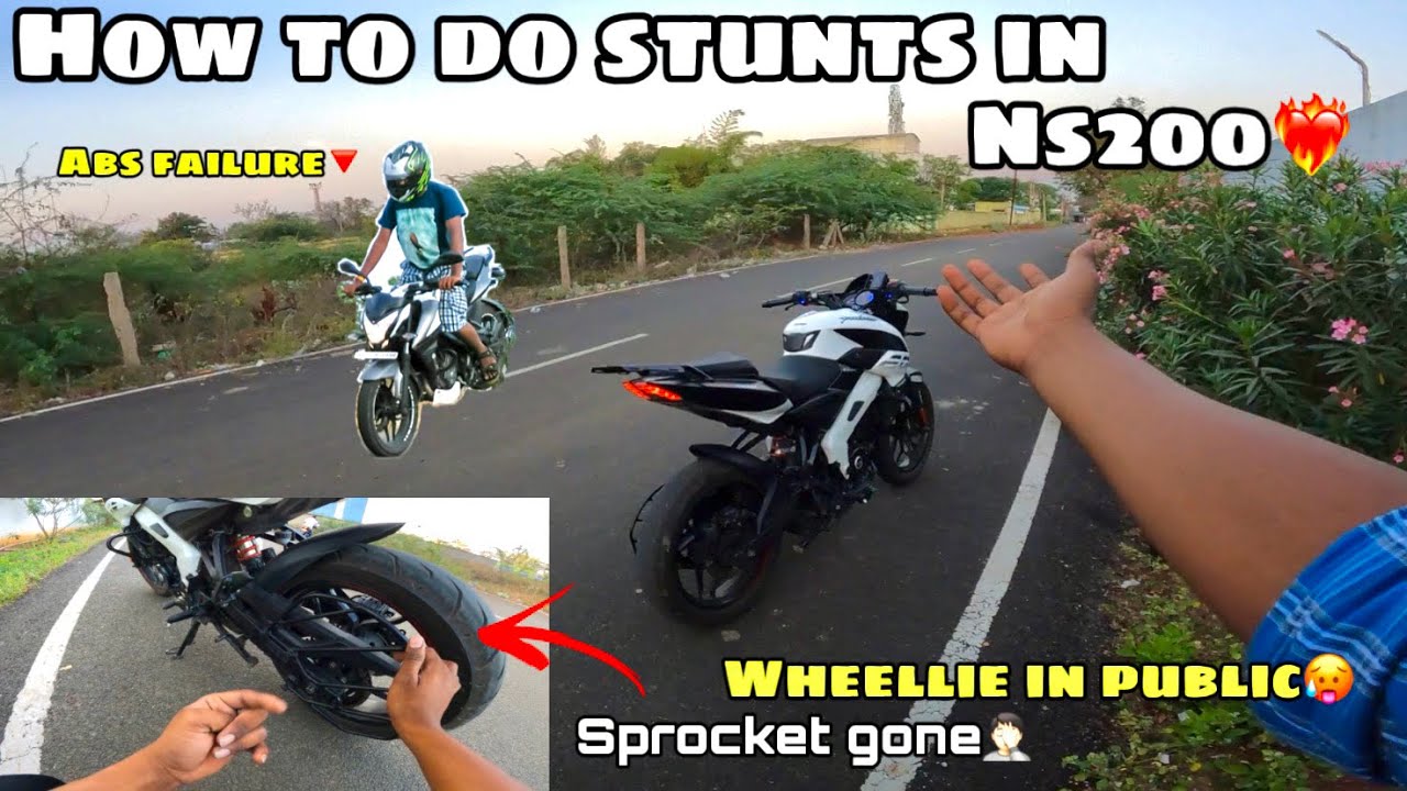 How to do stunts in ns200🔥|Wheellie in public🥵|abs failed&crash don’t ...